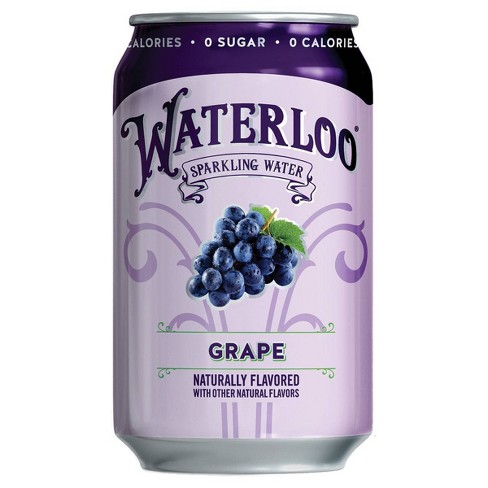 Waterloo Sparkling Grape Water 24-12oz Cans - WATERLOOG