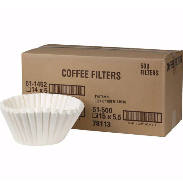 Brew Rite 15" x 5.5" Coffee Filters 2 Gallon - 500/case - 51-500A - FIL515