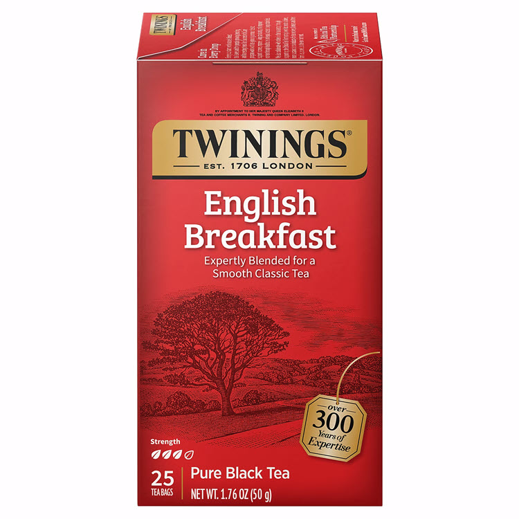 Twinings English Breakfast Black Tea Bags 6/25ct Boxes - TEB