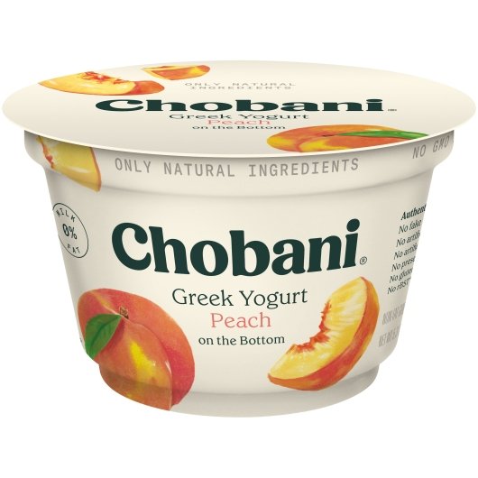 Chobani Non-Fat Peach Greek Yogurt 12/5.3oz Cups - CPY