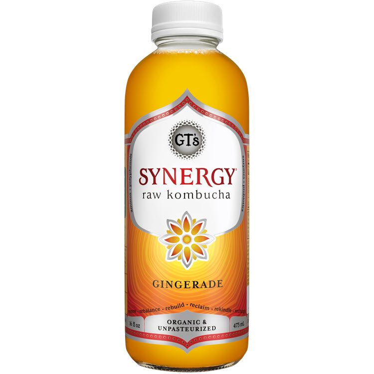 GT Synergy Kombucha Gingerade 12/16oz Bottles - GTGINGER