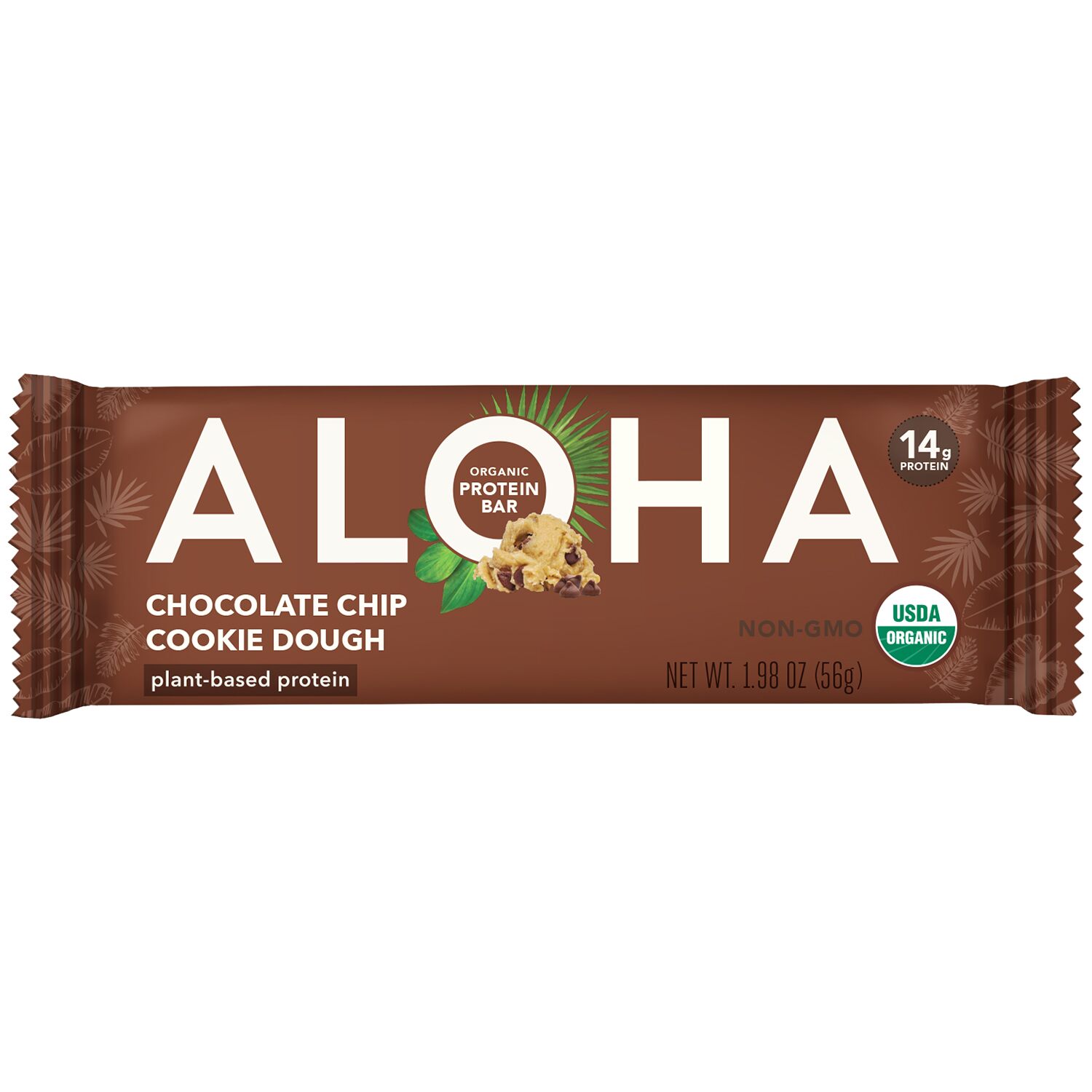 Aloha Organic Protein Bar -Chocolate Chip Cookie Dough 12/Box - ALOHACCC