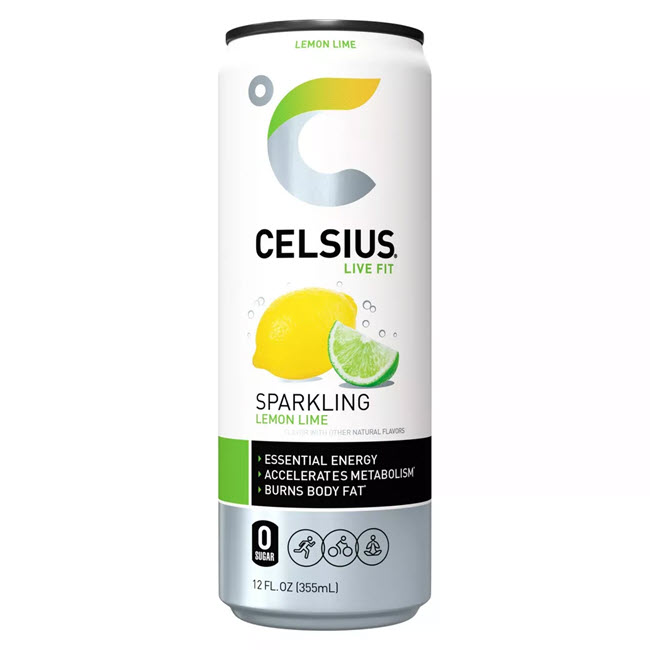 Celsius Sparkling Lemon Lime Energy Drink 12/12oz Cans - CELLL