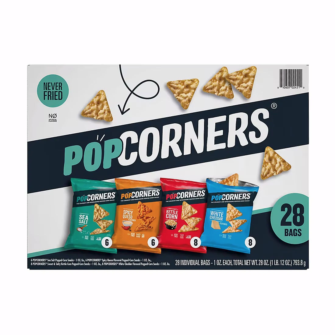 PopCorners 4 Flavor Variety Pack Popped Corn Chips 28/1oz Bags - POPVP