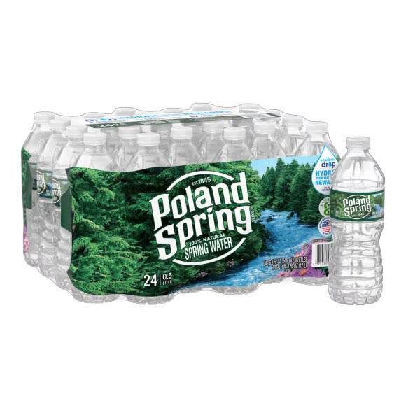 Poland Spring Bottled Spring Water 16.9oz/500ml 24/16.9oz Bottles - PS12N